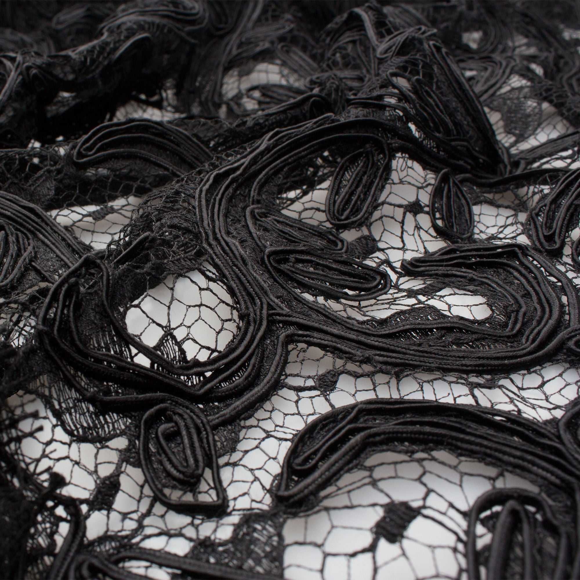 Black Heavy Corded Lace | Sheer Material