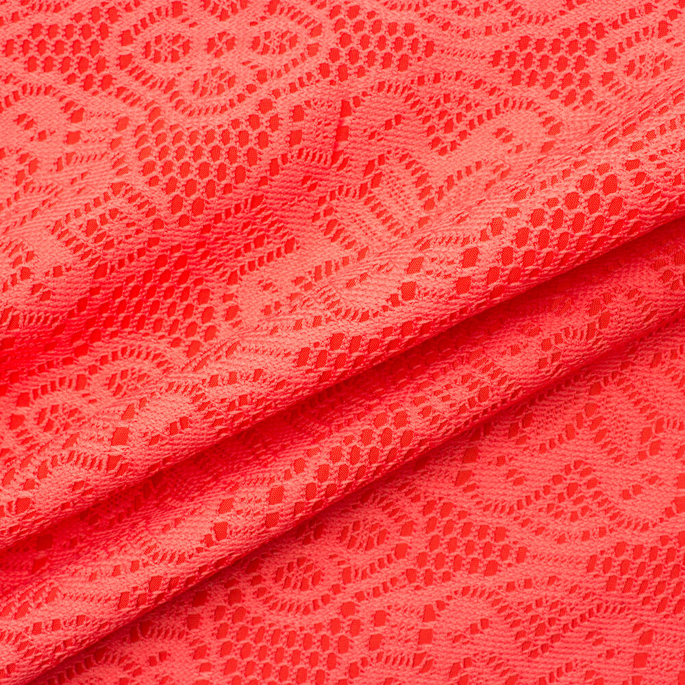 Salmon Floral Lace Jersey | Weave Cloth