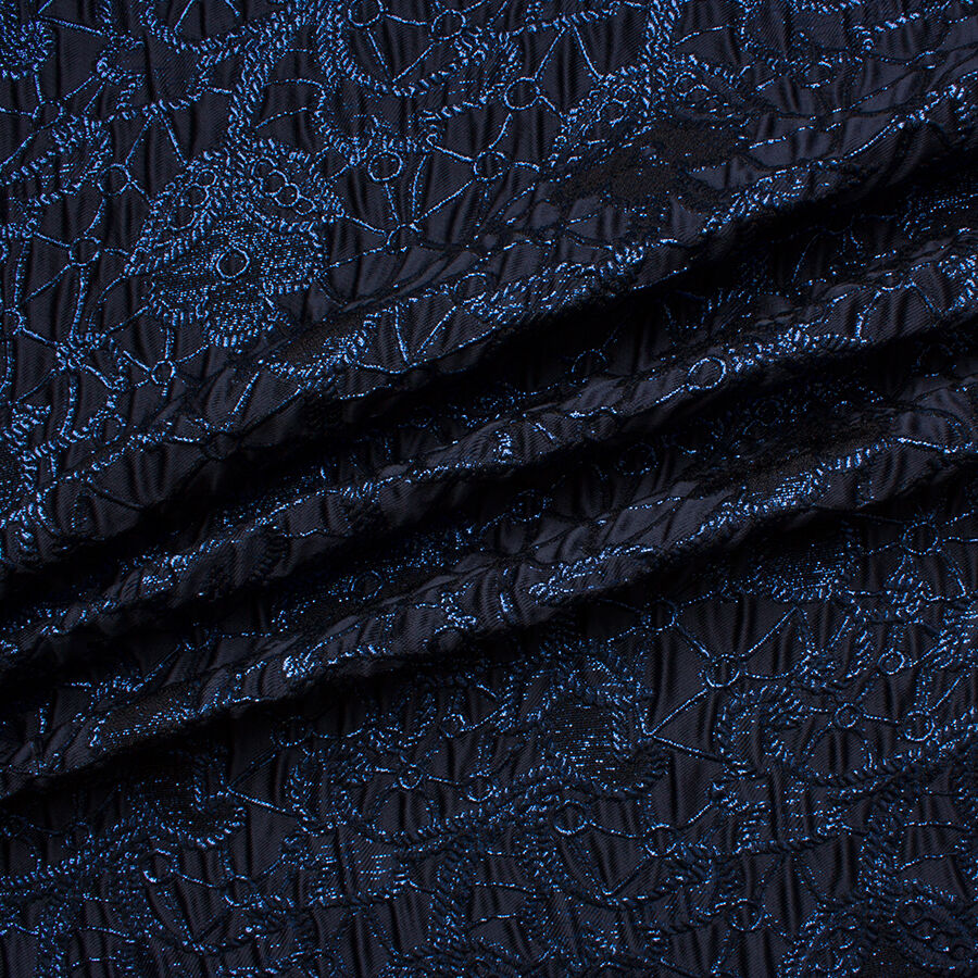 Midnight Blue Rope Cloqué | Textured Cloth