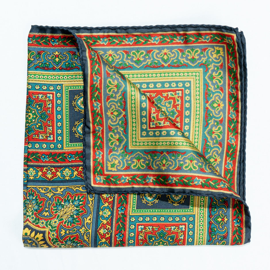 Multi Printed Blue Pure Silk | Pocket Handkerchief