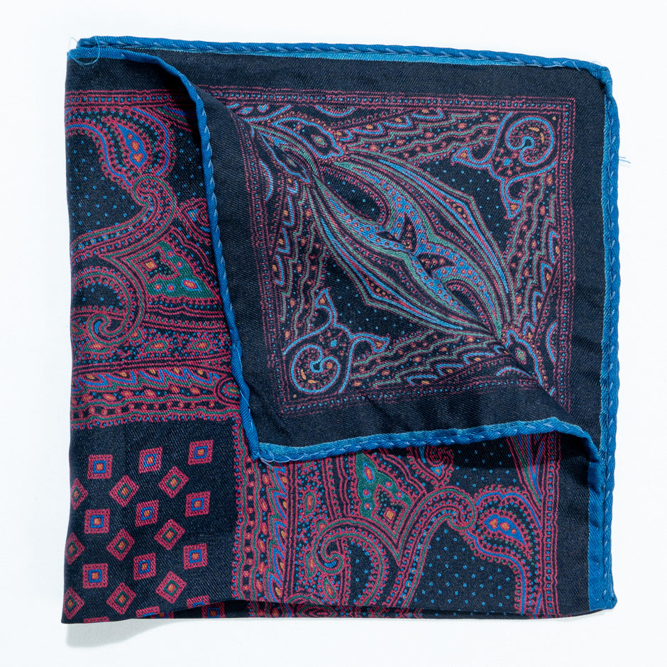 Multi Patterned Blue Pure Silk | Pocket Handkerchief