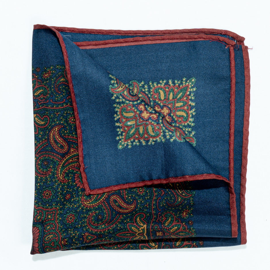 Multi Paisley Printed Pure Silk | Pocket Handkerchief