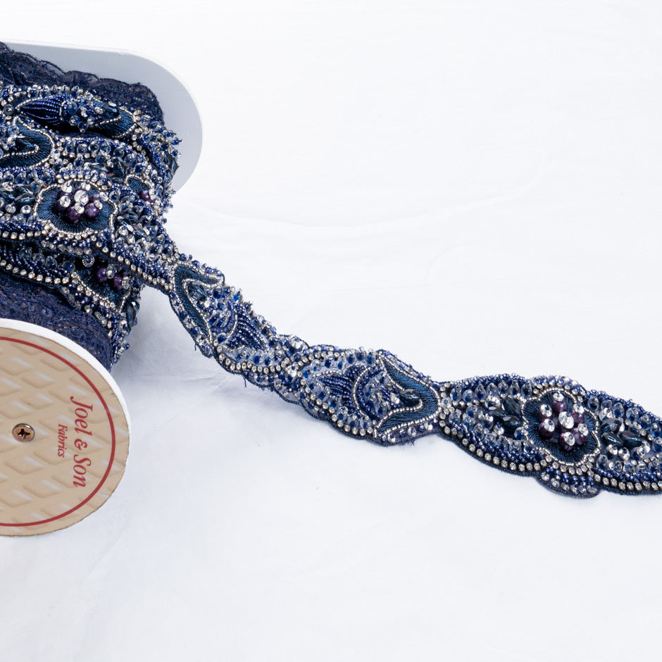 Dark Blue Bead Trim | Buy Hand Beaded Trim