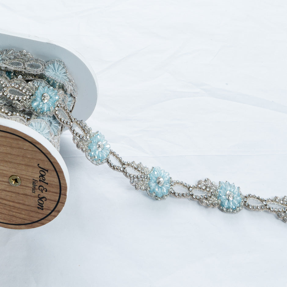 Baby Blue Beaded Silver Trim | Shop Trimmings
