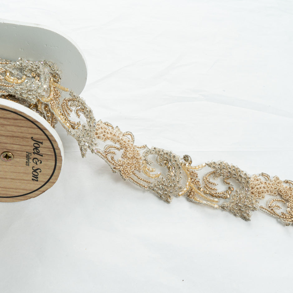 Soft Gold Bead Trim | Buy Hand Beaded Trim