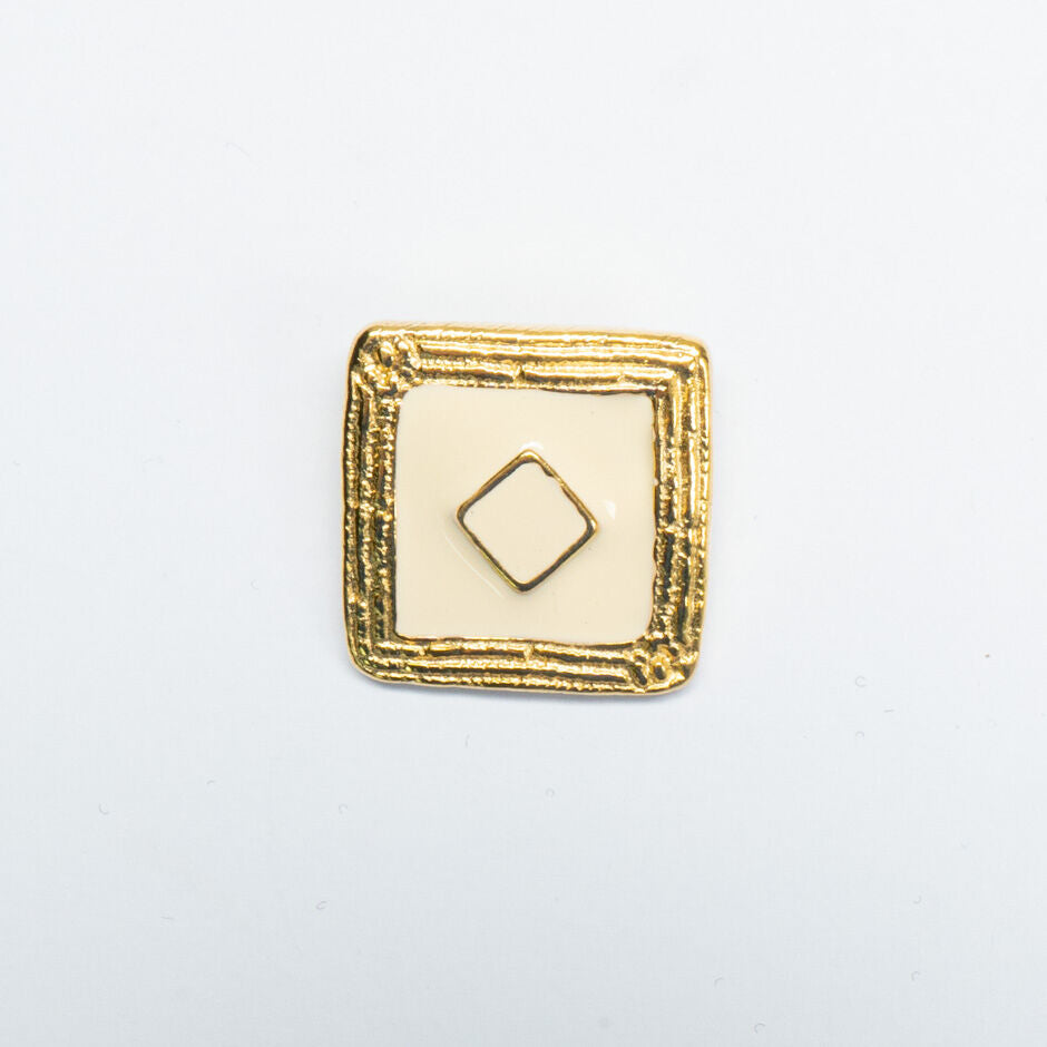 Square Ivory Centred Button | Gold Toned Button