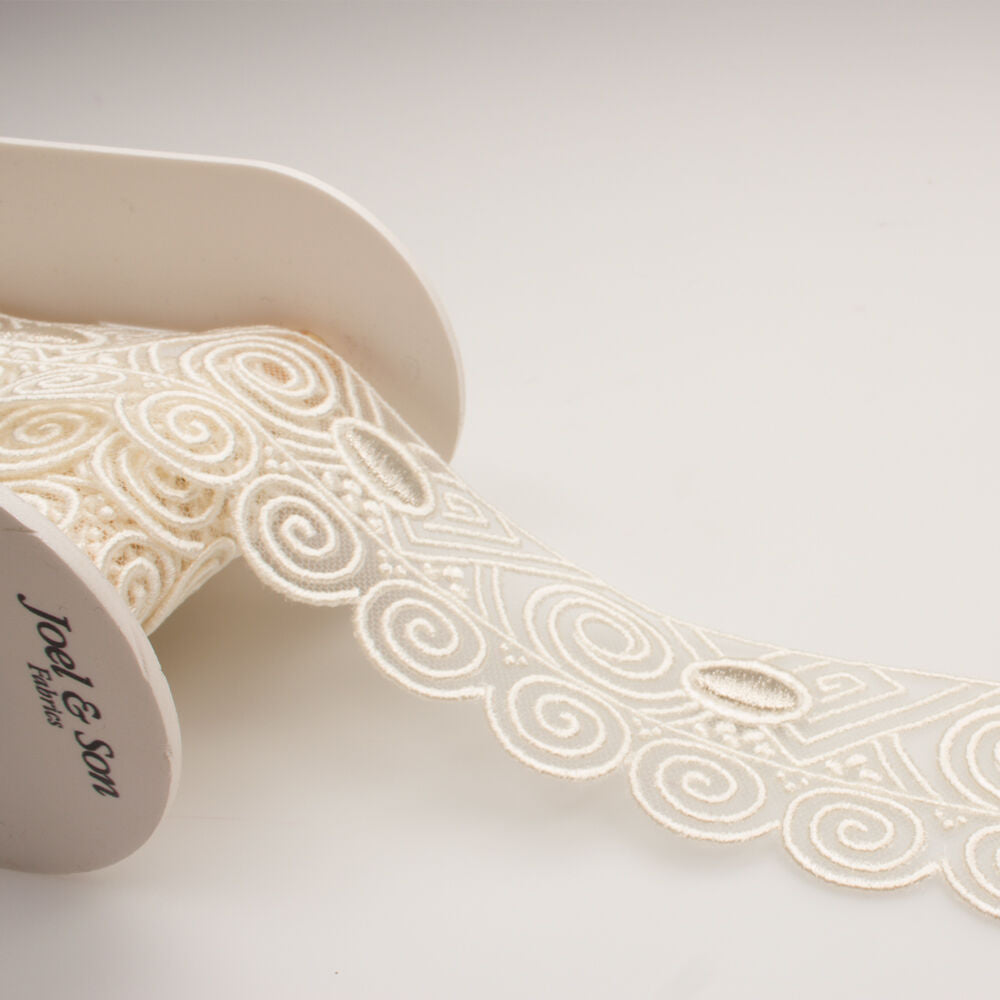 Ivory/Silver Embroidered Trim | Luxury Trim