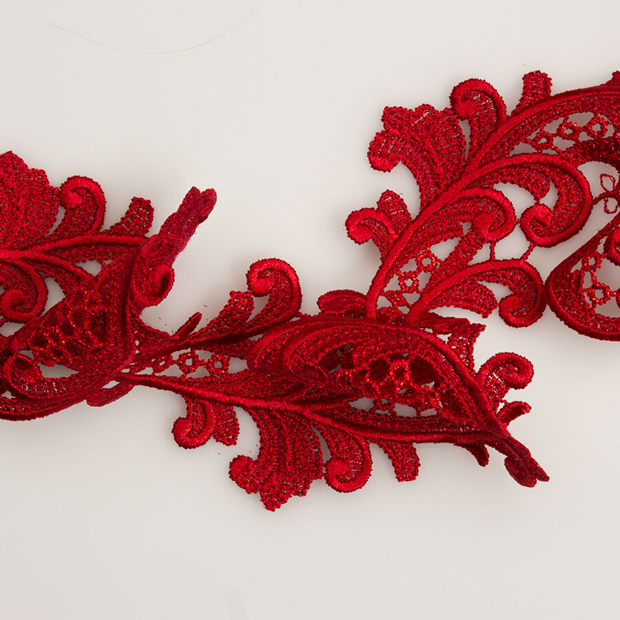 Deep Red Guipure Trim | Luxury Cloth