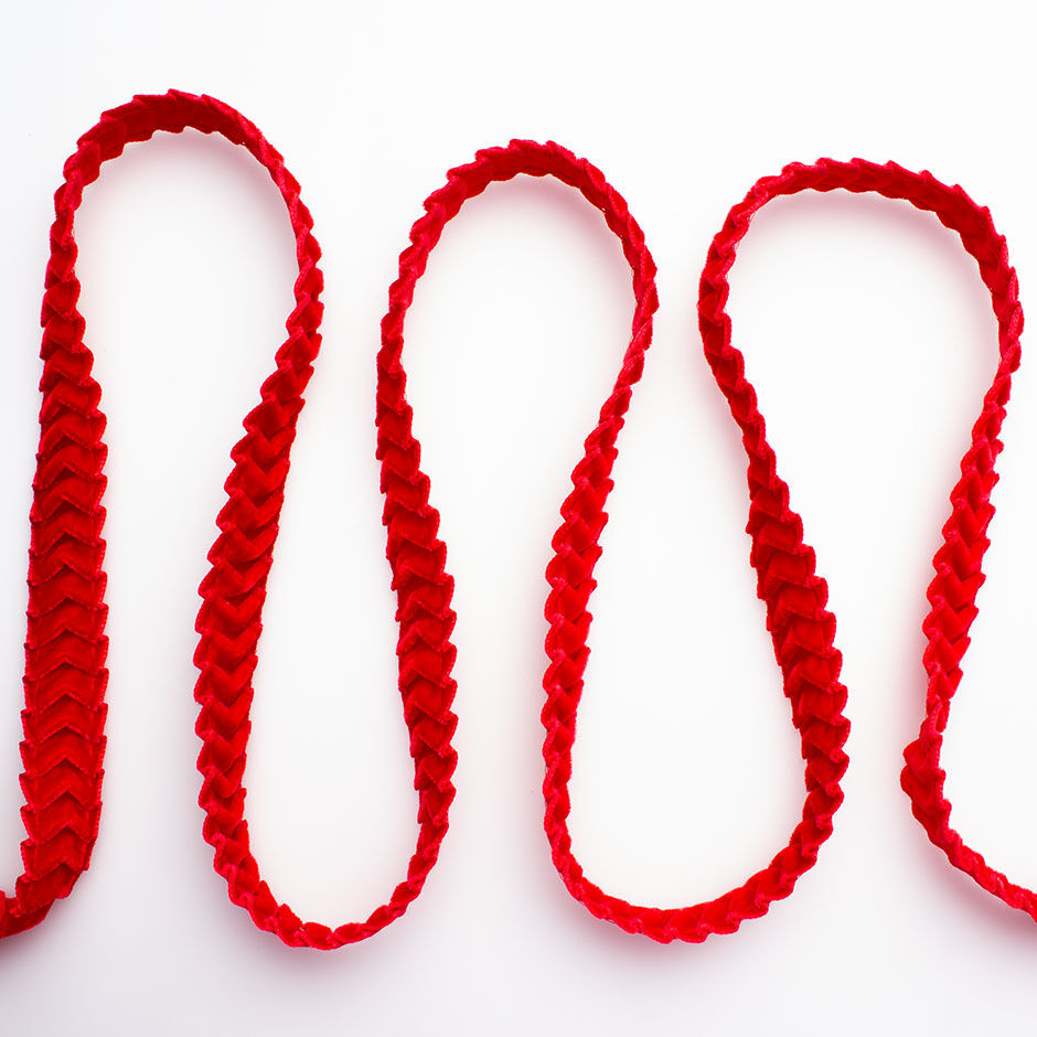 Red Velvet Chevron Pleated Trim