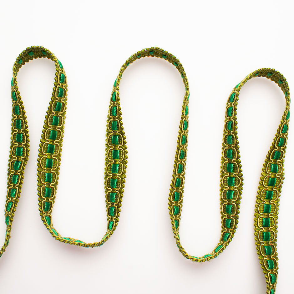 Two Tone Green Velvet Corded Trim