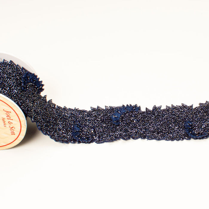 Dark Blue Allover Bead Trim | Buy Hand Beaded Trim